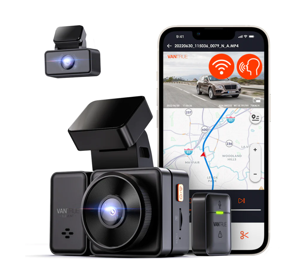 Vantrue Element 2 (E2) 2-Channel Wifi Voice Controlled Dash Camera (Fr – Truck2go